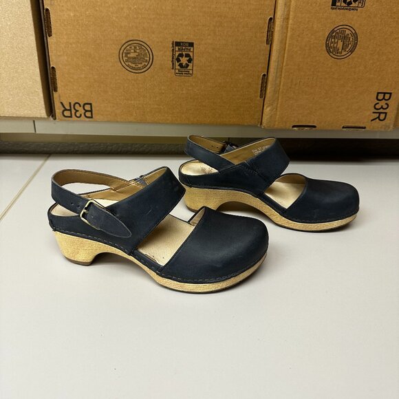 Dansko | Shoes | Dansko Lucia Heeled Clog Navy Size 37 | Poshmark